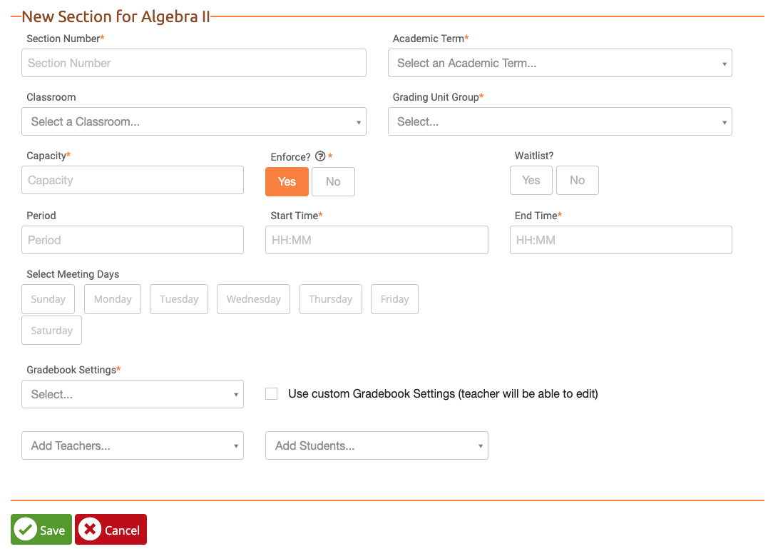 Creating Editing Sections