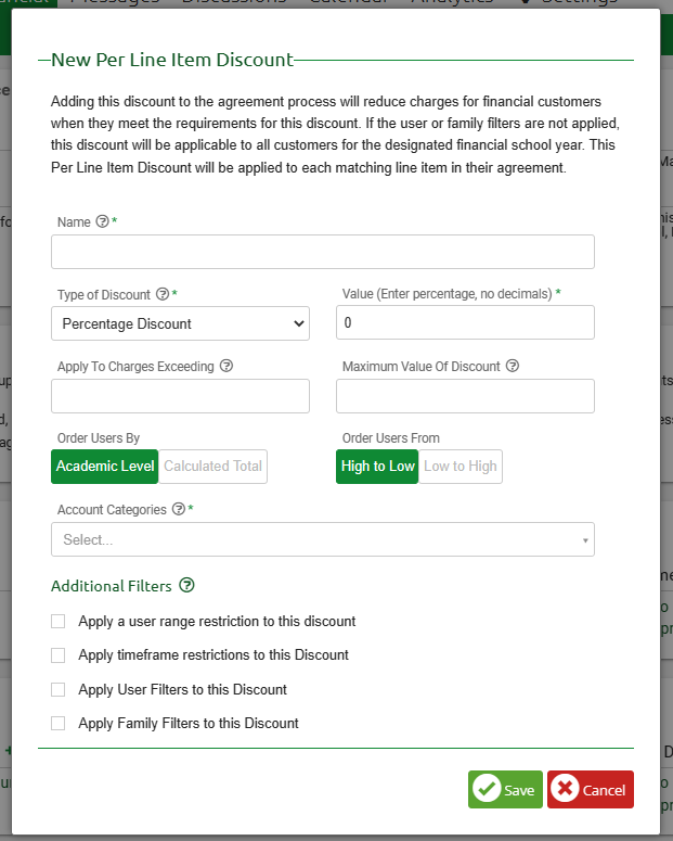 Financial Agreement - Discount Rules
