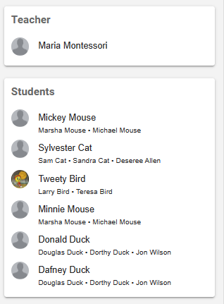 Viewing Student Class Information